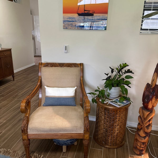 Coastal Light Blue Linen Pillow Cover Set, Blue Striped Throw Pillow ...