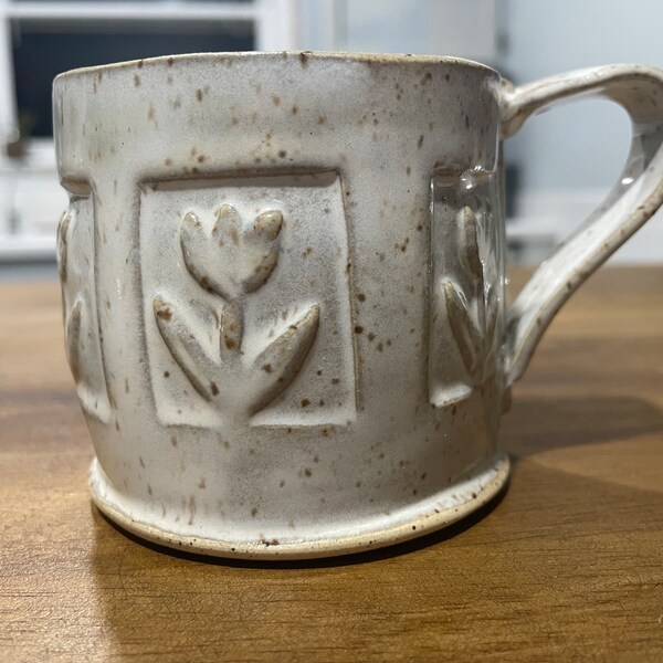 Patterned Ceramic Mug, Handbuilt Pottery, Rustic Coffee or Tea Mug ...