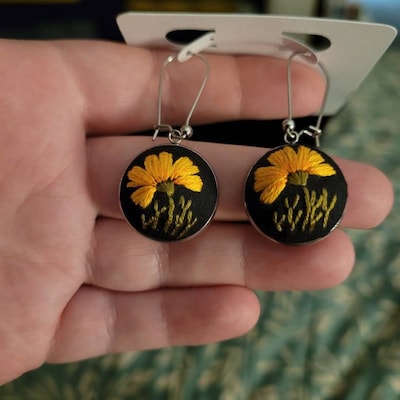 Hand Embroidered Jewelry, Ocean, Landscape Embroidered Jewelry Set ...