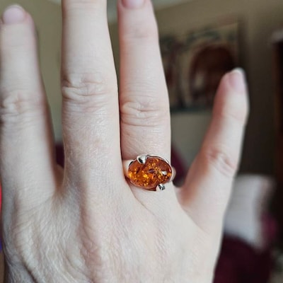 Honey Natural Baltic Amber Ring, Natural Amber Jewelry, Sterling Silver ...