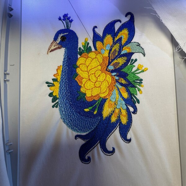 Peacock Embroidery Design, Peacock and Flowers Motif, Pattern for ...