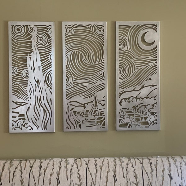Van Gogh Starry Night Metal Wall Art, Van Gogh Metal Wall Art, Living ...