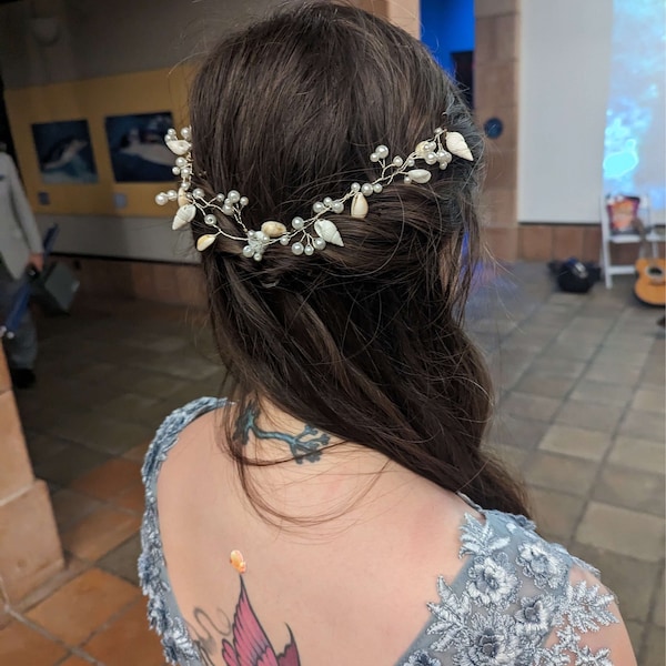 White Sea Shell Wedding Hair Vine Bridal | Beach Wedding Crown |boho ...