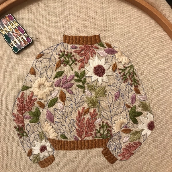 Fall Embroidery Pattern | Sunflower Sweater | Autumn Craft - Etsy
