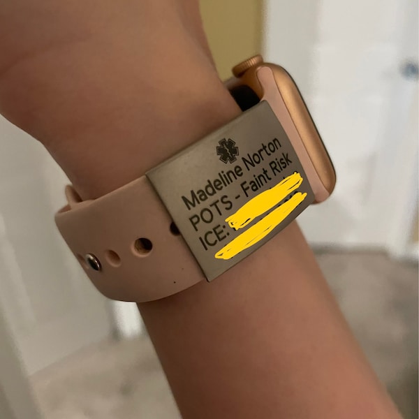 Apple Watch Alert Band, Medical Id Tag, Custom Plate for Silicone Band ...