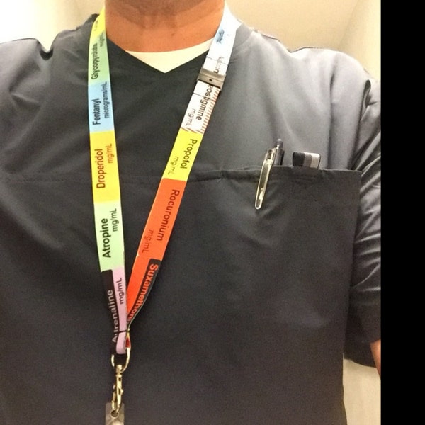 5 Pack Anaesthetic Lanyards Medical Drug Labels Critical Care - Etsy ...