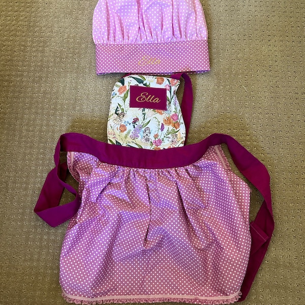Barbie Apron Set | Barbie Inspired | Kids Apron and Hat | Kids Apron ...