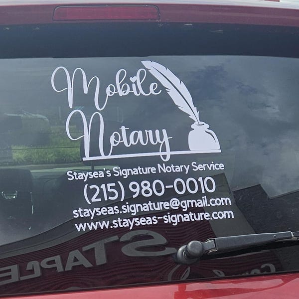 Mobile Notary Public Decal| Decals for Notaries| Professional Car ...