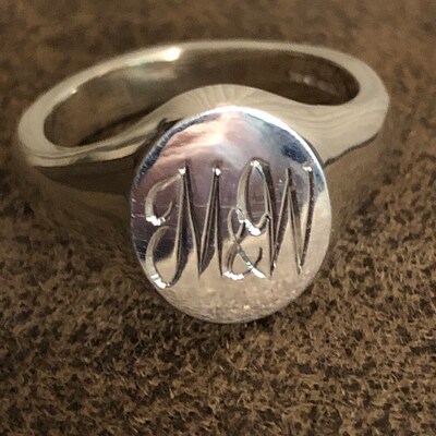 Seal Engraved Solid Silver Signet Ring - Etsy