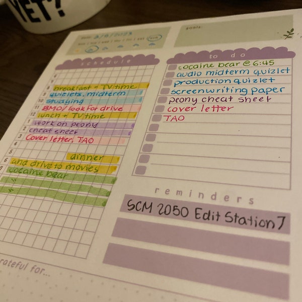 Printable Monthly Planner Clouds / Blank Desk Calendar / Cute 2025 ...