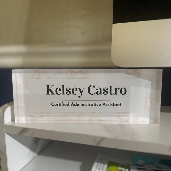 Personalized Logo Desk Name Plate Block 8x3" - Custom Logo Gift for ...