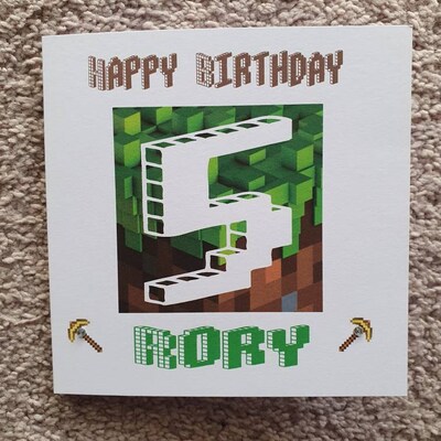 Personalised MINECRAFT BIRTHDAY CARD Handmade Children's Happy Birthday ...