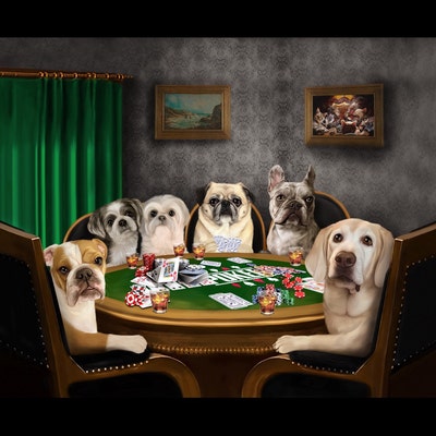 Custom Pet Portrait, Dogs Playing Poker, Pet Playing Poker, Funny Pet ...