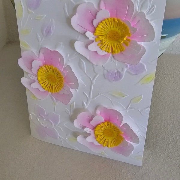 Hand Made: 3D Flower Happy Birthday Any Occasions Greeting Card Gift ...