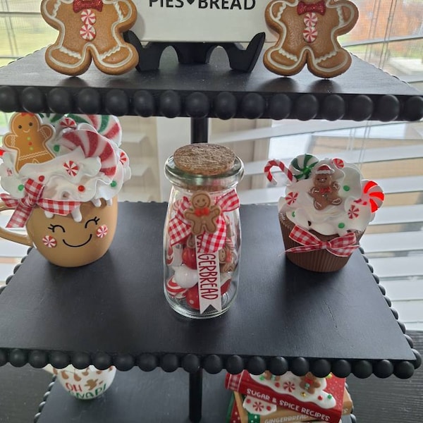 Gingerbread Man Tiered Tray Decor, Christmas Tiered Tray Decor, Mini ...