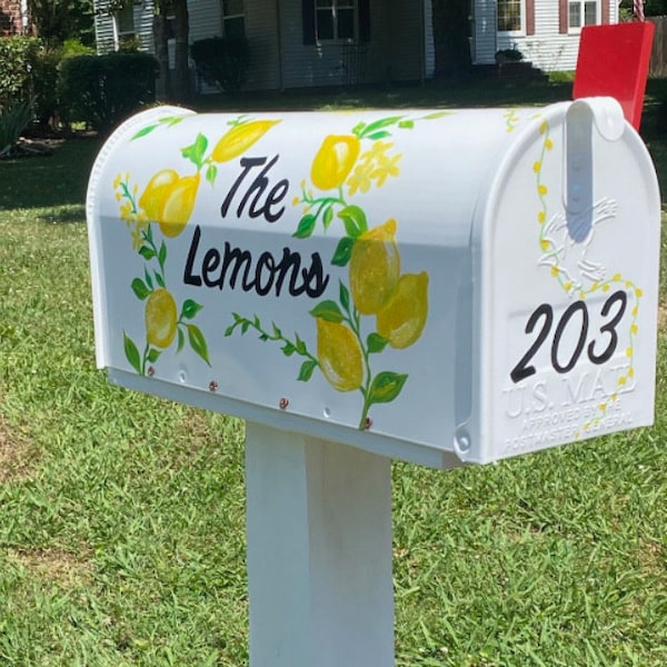 Lockable Small White Metal Wall Mount Mailbox, Custom Hand-painted ...