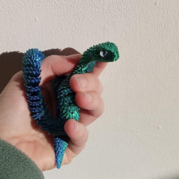 Articulated 3D Printed Flexible Snake Fidget Toy | Dazzling Iridescent ...