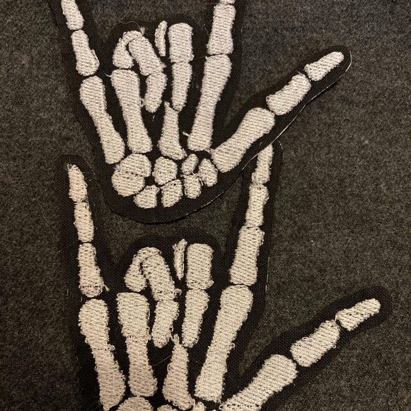 Skeleton Hand “I Love You” Embroidered Iron-on Patch - Etsy