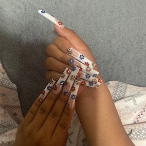 I Trendy Long Square Black French Tips Luxury Personalized - Etsy