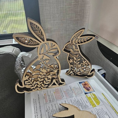Easter Laser Cut Files Rabbits SVG Layered Bundle, Floral Bunny ...