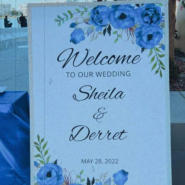Royal Blue Wedding Welcome Sign, Printable Wedding Reception Sign ...