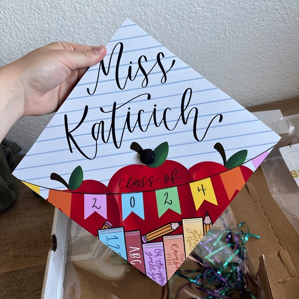 Grad Cap Topper Teacher, Graduation Cap for Teachers, Elementary ...