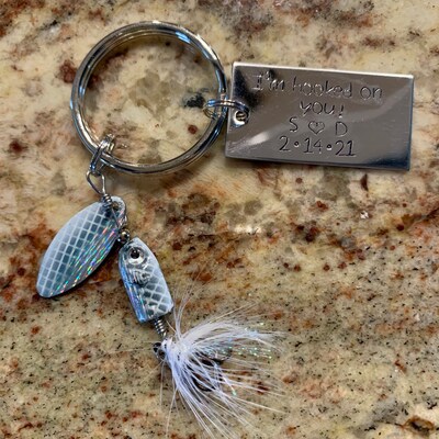 Minnow Fishing Lure Key Chain Personalize, Customized, Hooked on You - Etsy