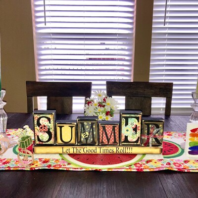 Summer Sign, Summer Decor, Summer Word Blocks Let the Good Times Roll ...
