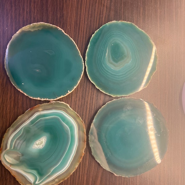 GREEN Agate Coasters. Emerald Geode Coasters. Gem Coasters. SILVER or ...