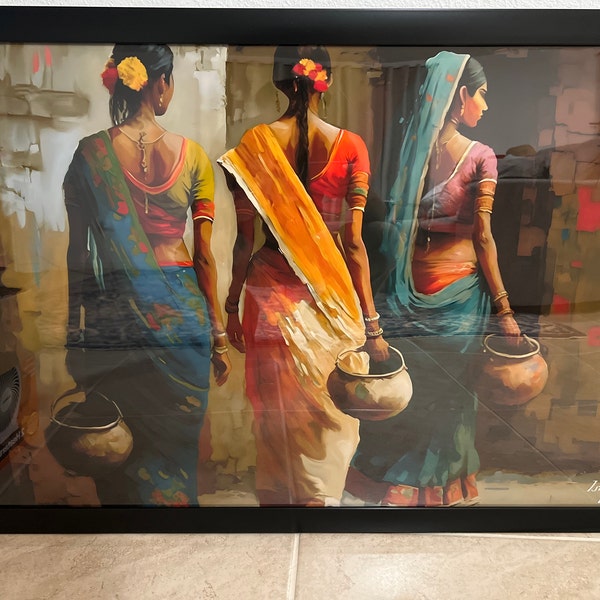 Indian Wall Art, Marathi Woman Oil Painting Print on Canvas, Indian Art ...