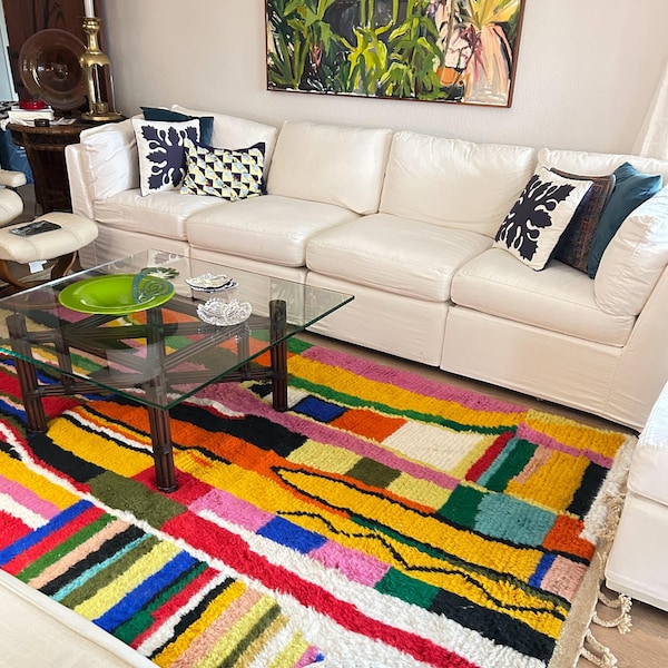 Soft GREEN WOOL Living Room ,berber Grid Pattern Rug ,stunning Moroccan ...