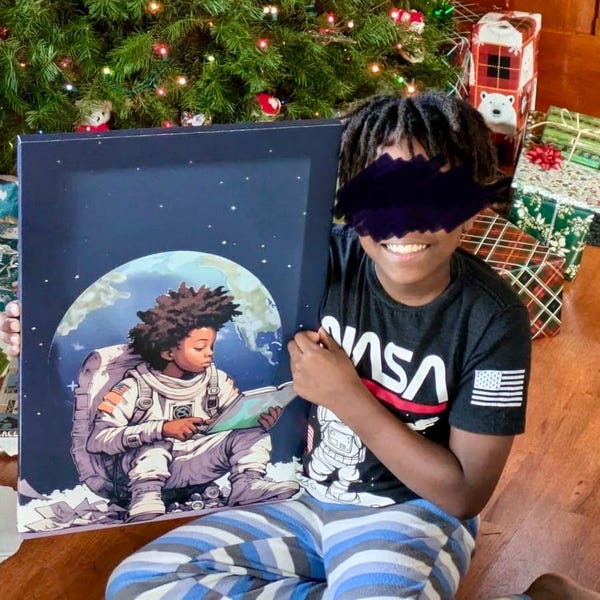 Black Boy Reading on the Moon | INSTANT DOWNLOAD | Black Art | African ...