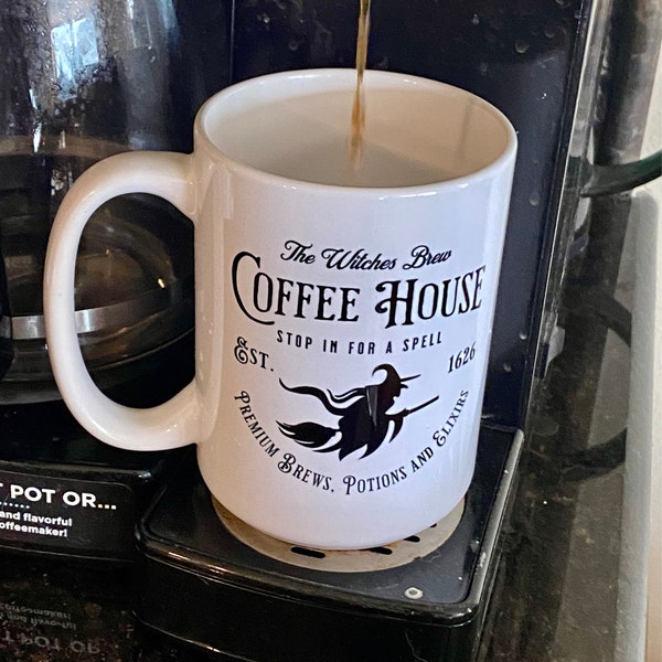 Witch Halloween Coffee Mug, Witches Brew Coffee House Cup, Coffee ...