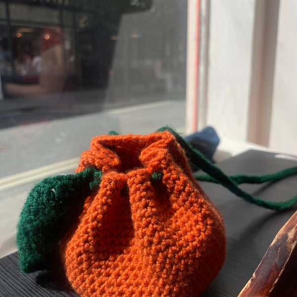 Crochet Orange Bag PATTERN, Drawstring Bag PATTERN, Crochet Drawstring ...