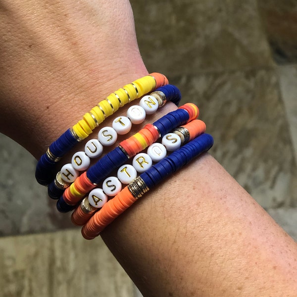 Astros Heishi Clay Stack Bracelet With Gold/6mm Stack Soft African Astros Vinyl Bracelets/heishi ...