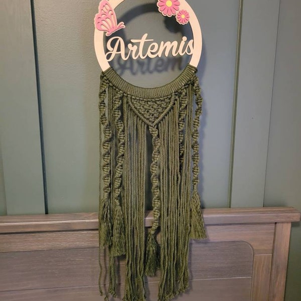 Macrame Baby Name Sign, Newborn Baby Gift, Modern Farmhouse, Macrame ...