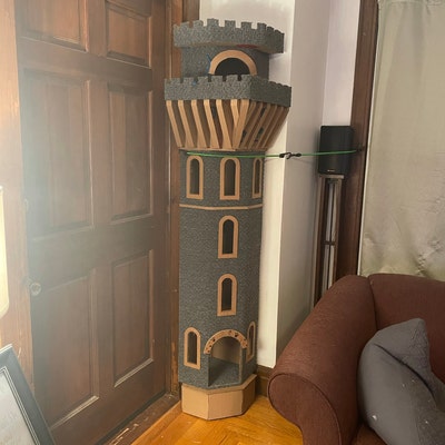 DIY Lighthouse Cat Tree Tower Playhouse plans & Patterns Cardboard ...