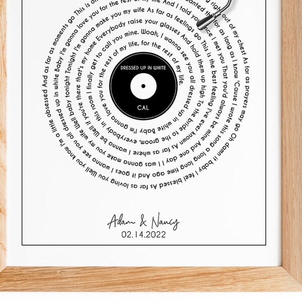 Custom Song Lyrics Print Wall Art Personalized Anniversary Gift Modern ...