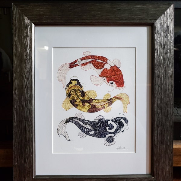 Koi Fish Watercolor Signed Archival Print // 9 X 12 Size // 11 X 14 ...