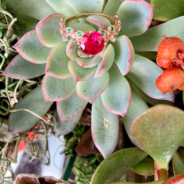 Signet Ring Ruby for Men Lion Ring Gold 14K-18K Yellow Gold Rings ...