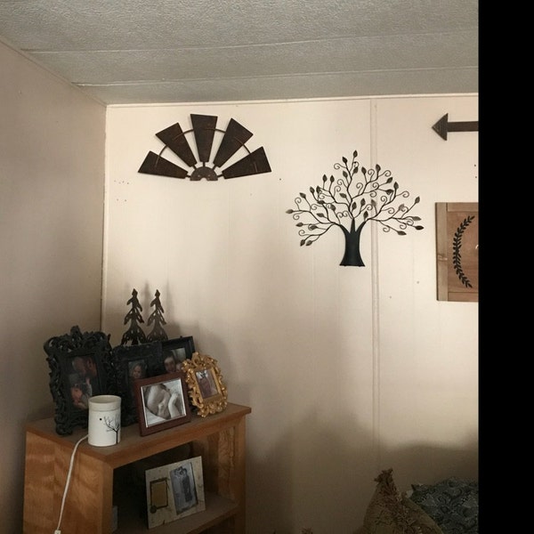 24 Inch Half Windmill Head Rusty Metal-rustic Farmhouse Windmill ...