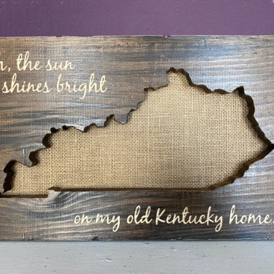 Kentucky Sign, Burlap Print, Kentucky State Decor, Kentucky State Map ...