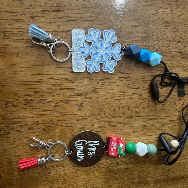 Teacher Subject Lanyard Personalized Lanyard for ID Badge Beaded ...