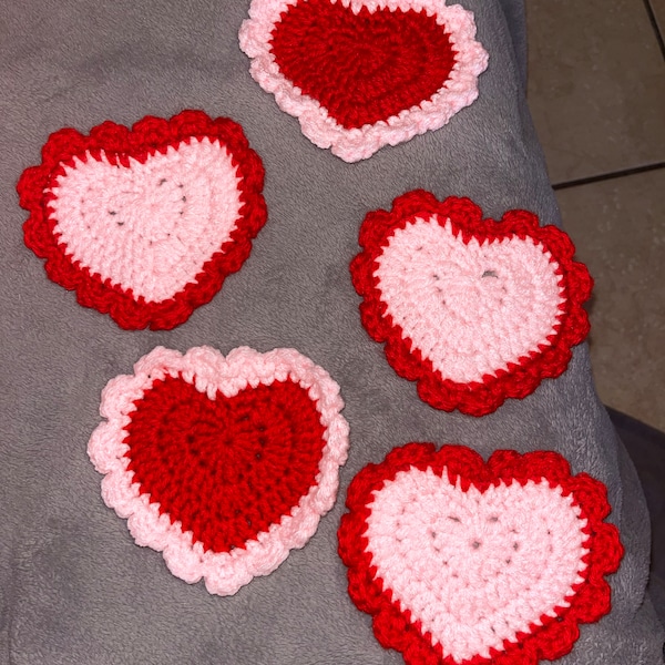 CROCHET PATTERN - Easy Heart Coaster Crochet Pattern Cute Valentine's ...