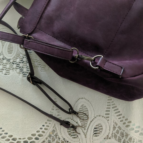 Mini Backpack - Purple Bag - Vegan Backpack - Convertible Bag - Purple ...