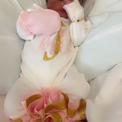 Baby Girl Outfit, Coming Home Outfit, Custom, Handmade Personalized Set, Babyshower Gift ...