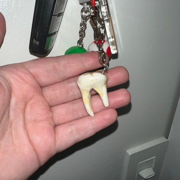 Tooth Keychain - Hand Made Clay Teeth Pendants - Grunge Keychain for ...