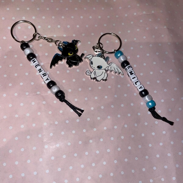 Personalised Name Key Chain Toothless Dragon Charm Keyring Chain Enamel ...