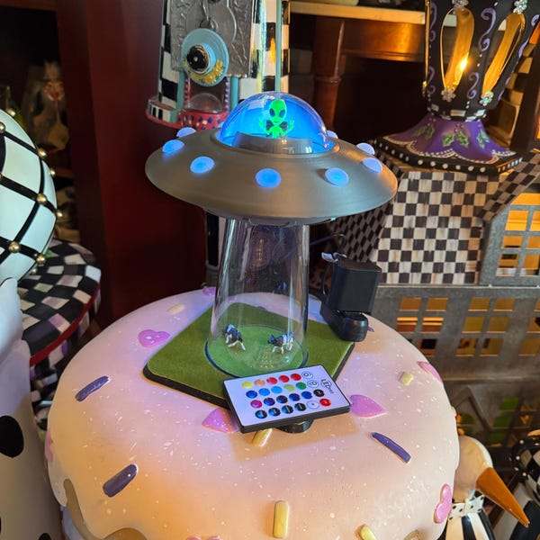 UFO Alien Abduction Silver LED Desk Lamp, Nightlight or Alien Decor ...