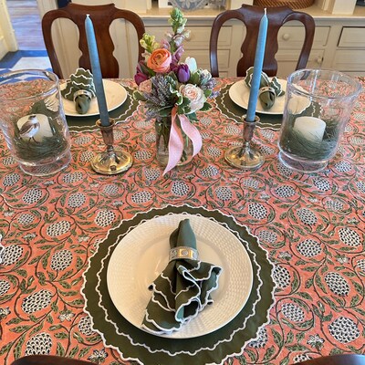 Moroccan Blue & Marine Block Print Tablecloth Outdoor - Etsy